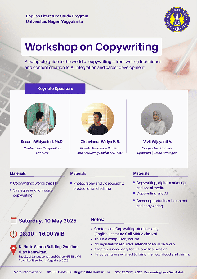 Elevating Creativity: English Literature’s Copywriting Workshop 2025 | Program Studi Sastra Inggris